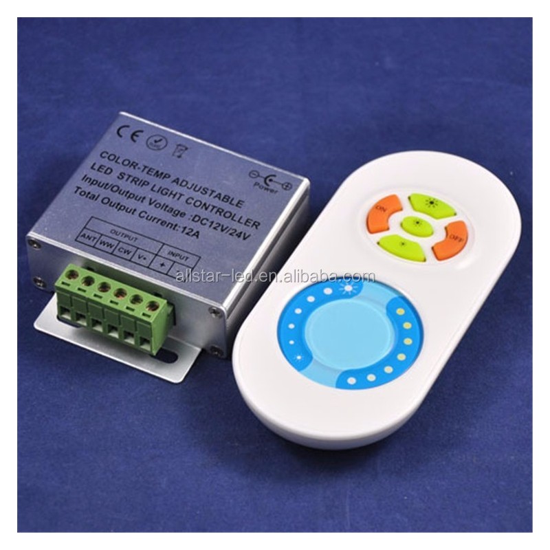 LED Dimmer Controller 10A Adjustable with Touch RF Wireless Remote Control for Single Color ...