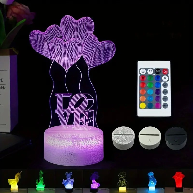 7-Color LED Night Light Base with Remote Control