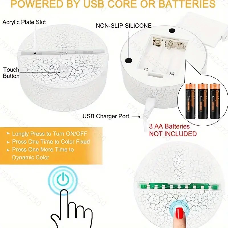 7-Color LED Night Light Base with Remote Control